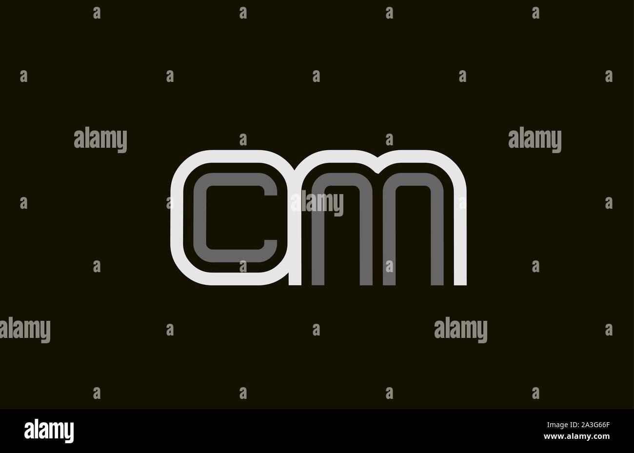 black and white line CM C M letter logo alphabet combination for icon ...
