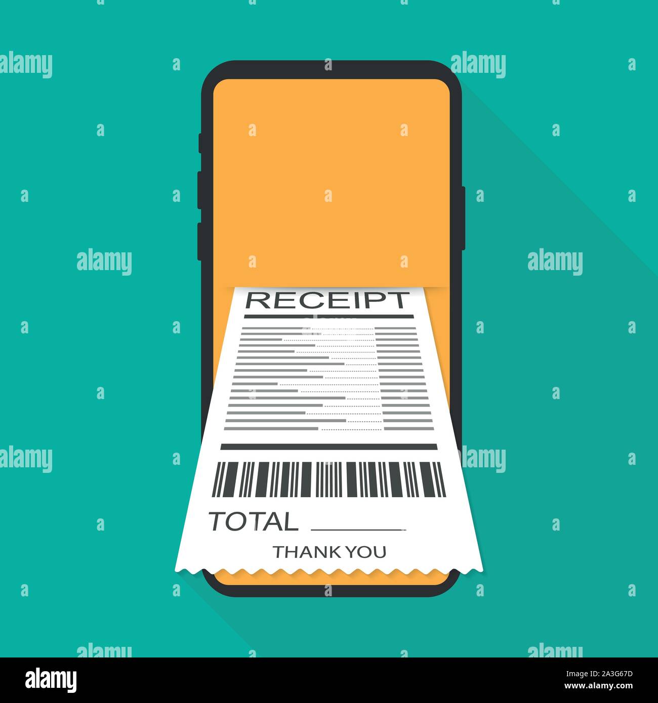 Receipt bill on smartphone vector illustration isolated, flat cartoon ...