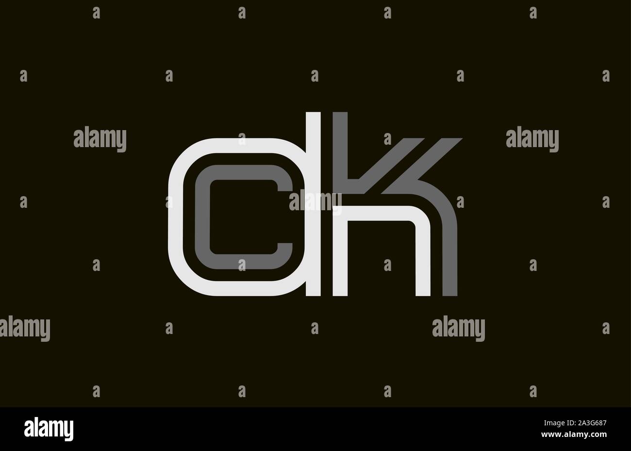 black and white line CK C K letter logo alphabet combination for icon ...