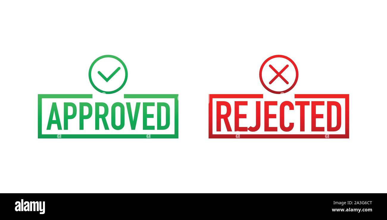 Approved and rejected label sticker icon. Vector stock illustration ...