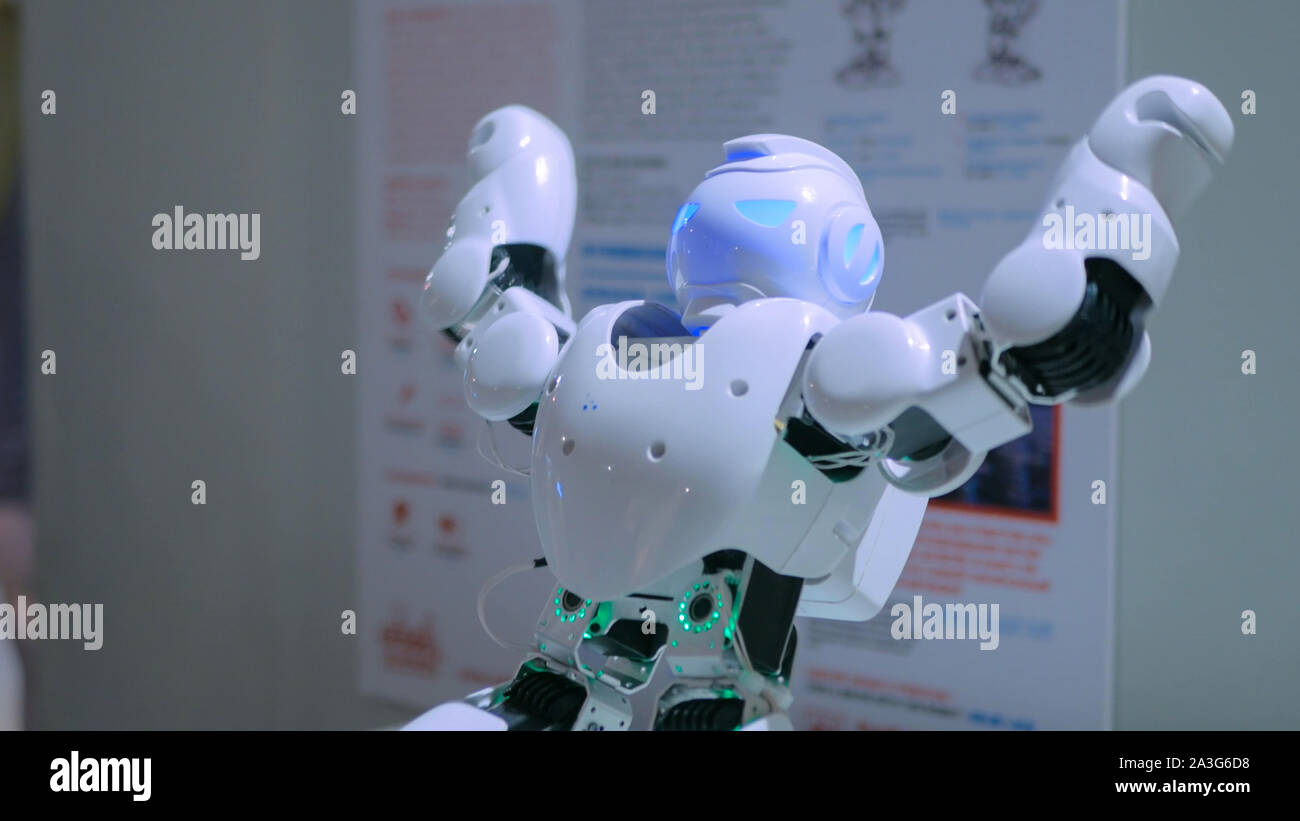 Humanoid robot dancing at robotic show Stock Photo - Alamy