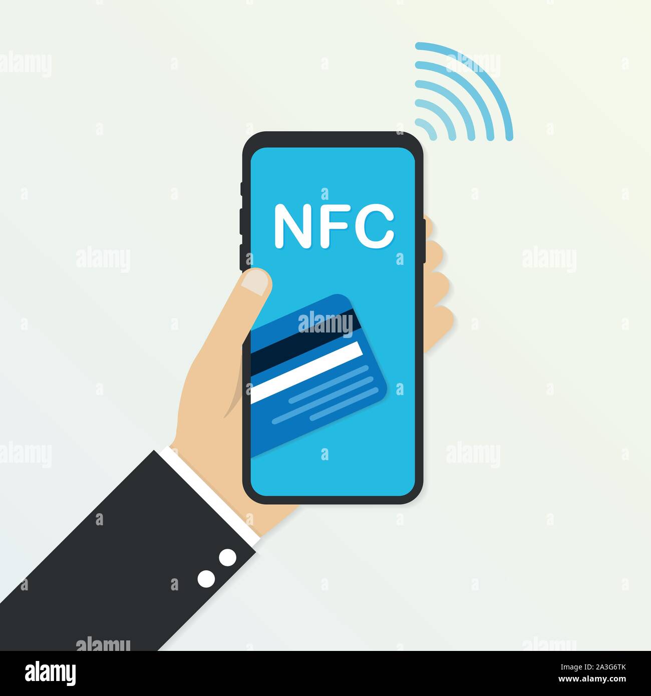 Mobile payment. NFC smart phone concept flat icon. Vector stock ...