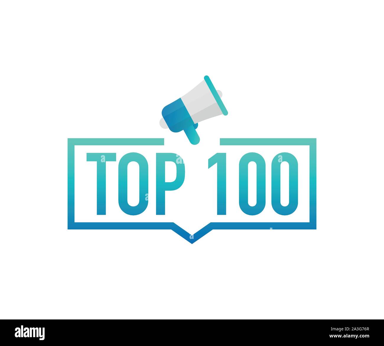 Top 100 - Top One hundred colorful label on white background. Vector ...