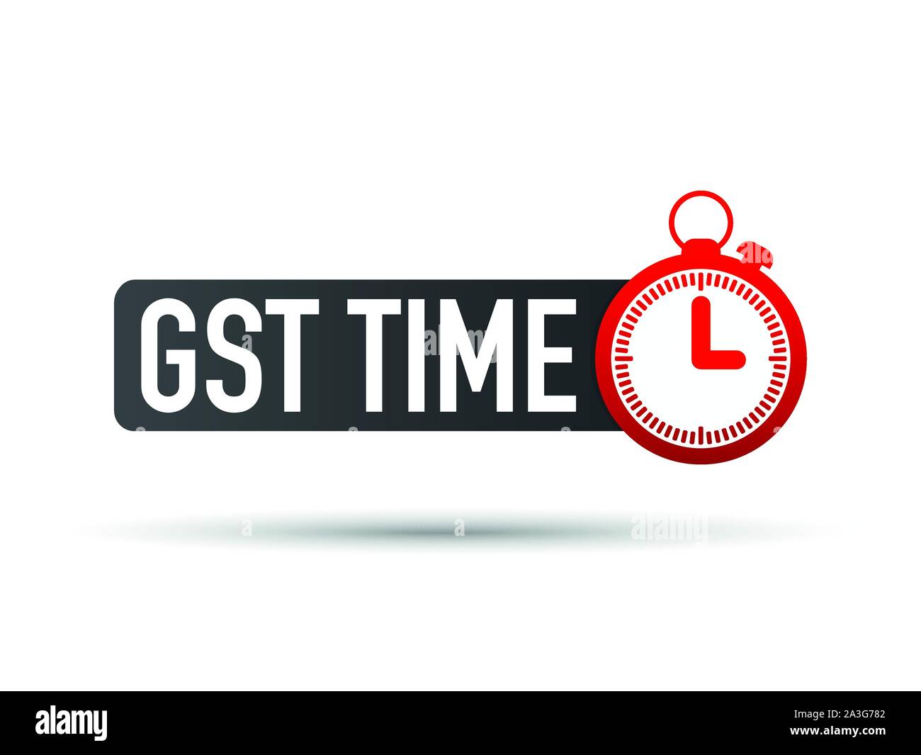 GST Time label on white background. Vector stock illustration Stock ...