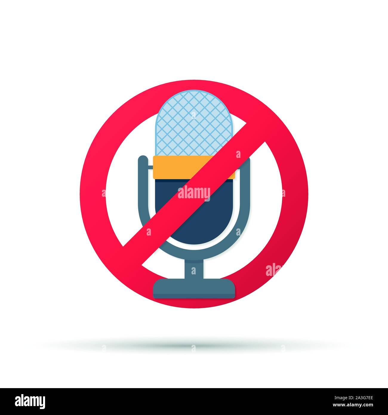 No recording sign. No microphone sign on white background. Vector stock ...