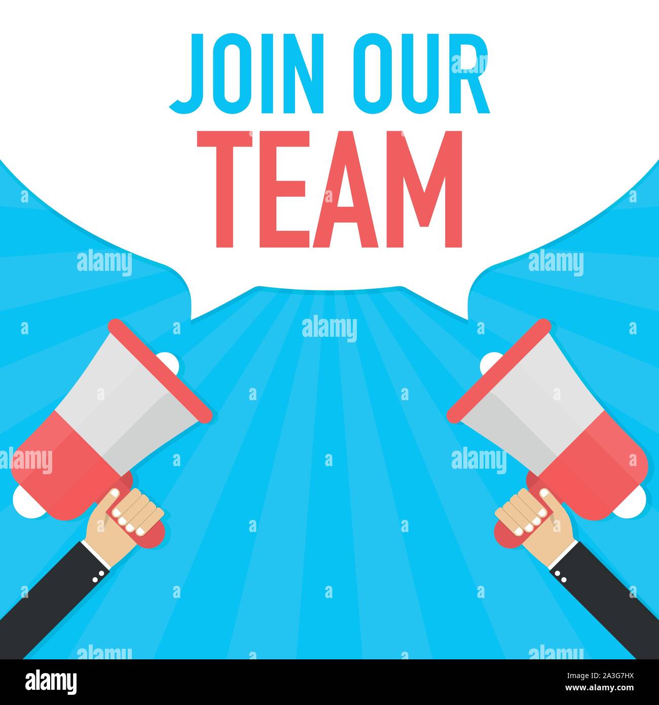 Join our team. Badge with megaphone icon. Flat vector stock ...