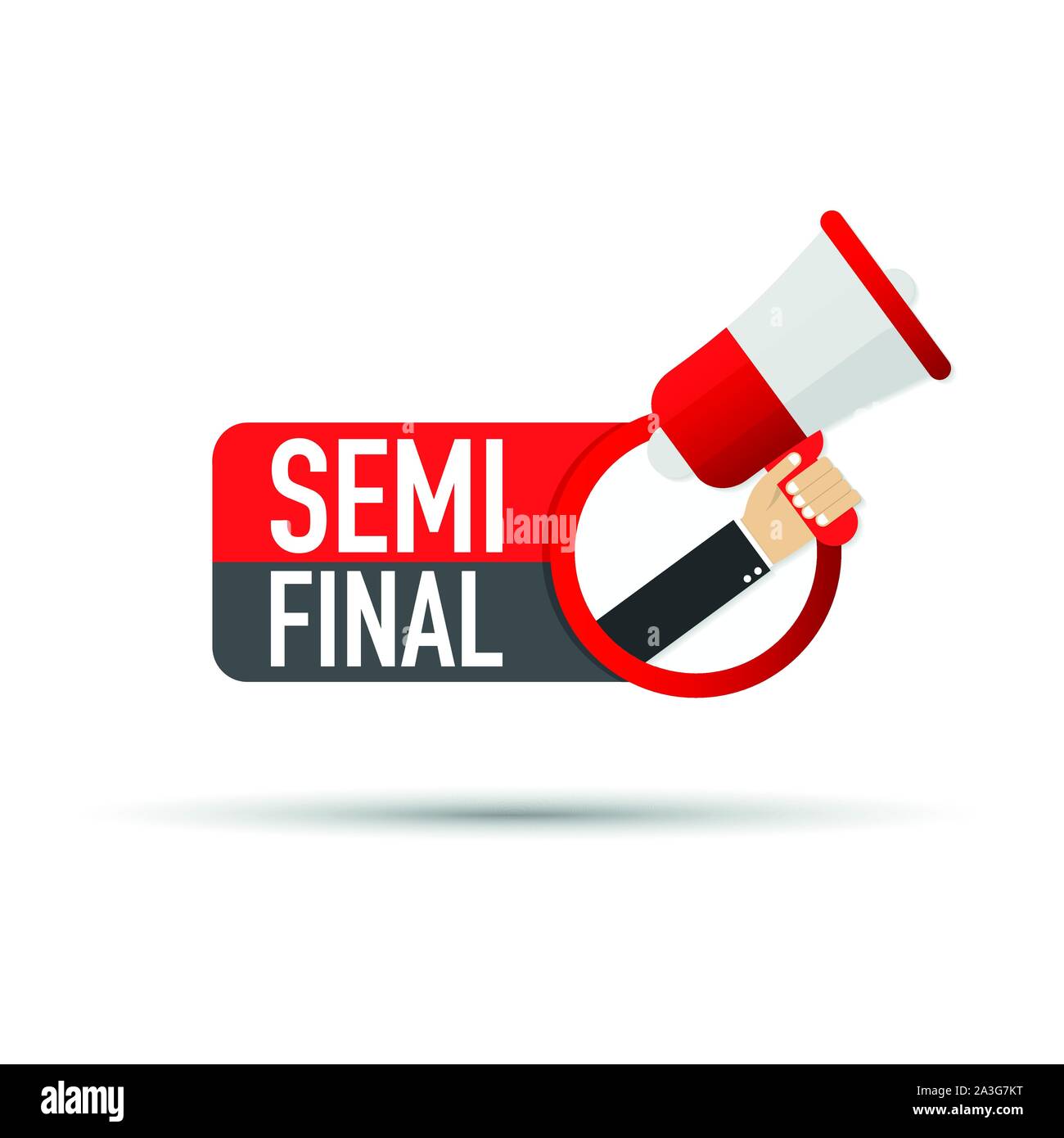 Hand Holding Megaphone with Semi final. Vector stock illustration Stock ...