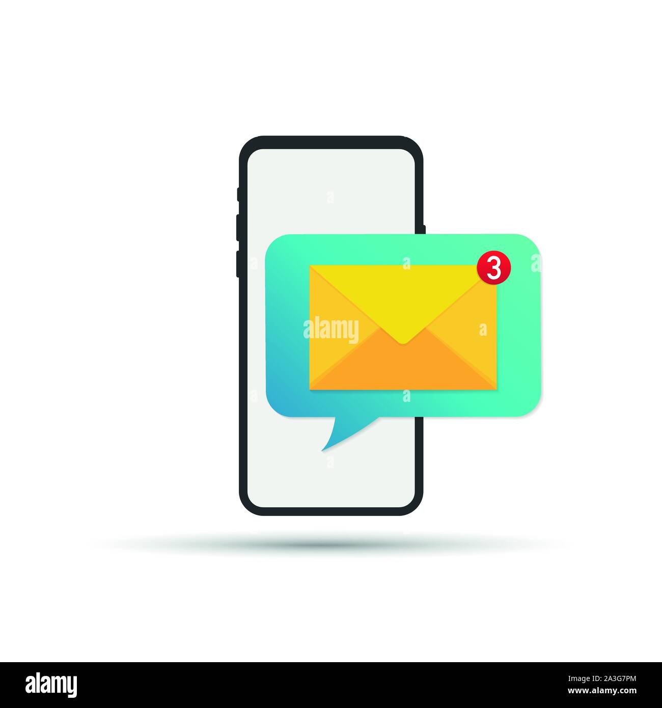Unread email notification. New message on the smartphone screen. Vector ...