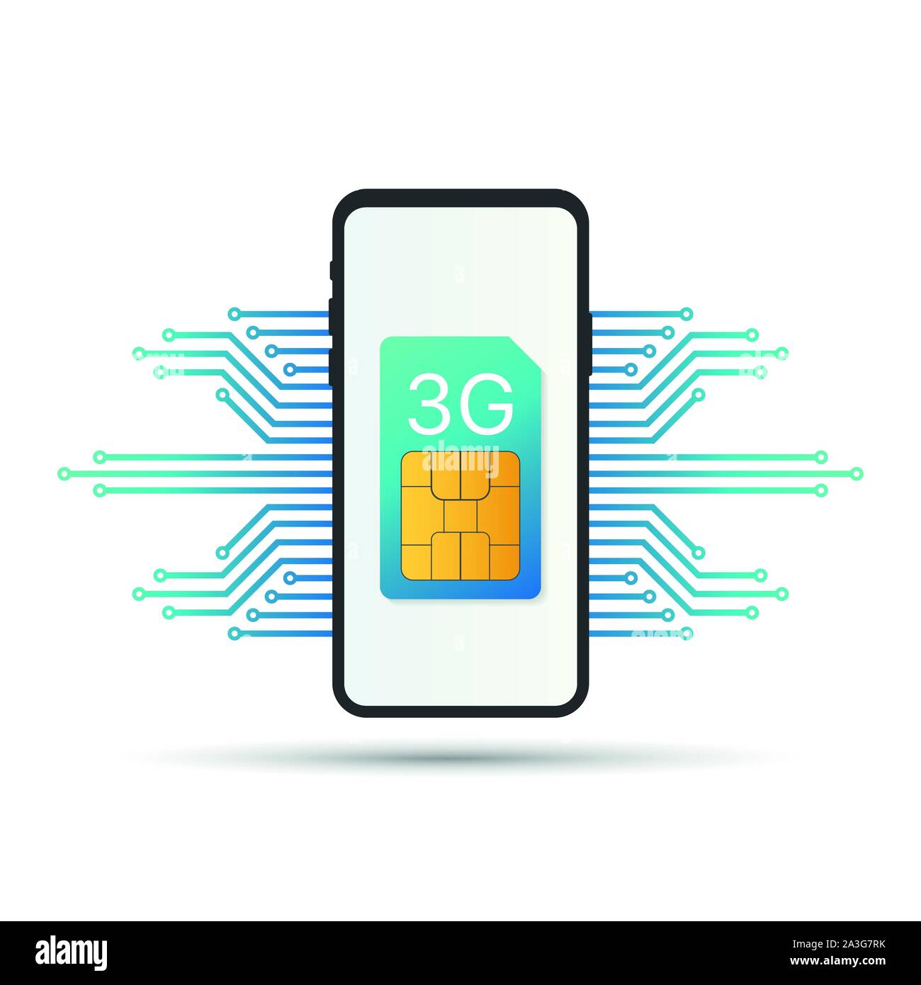 3G Sim Card. Mobile telecommunications technology symbol. Vector stock ...