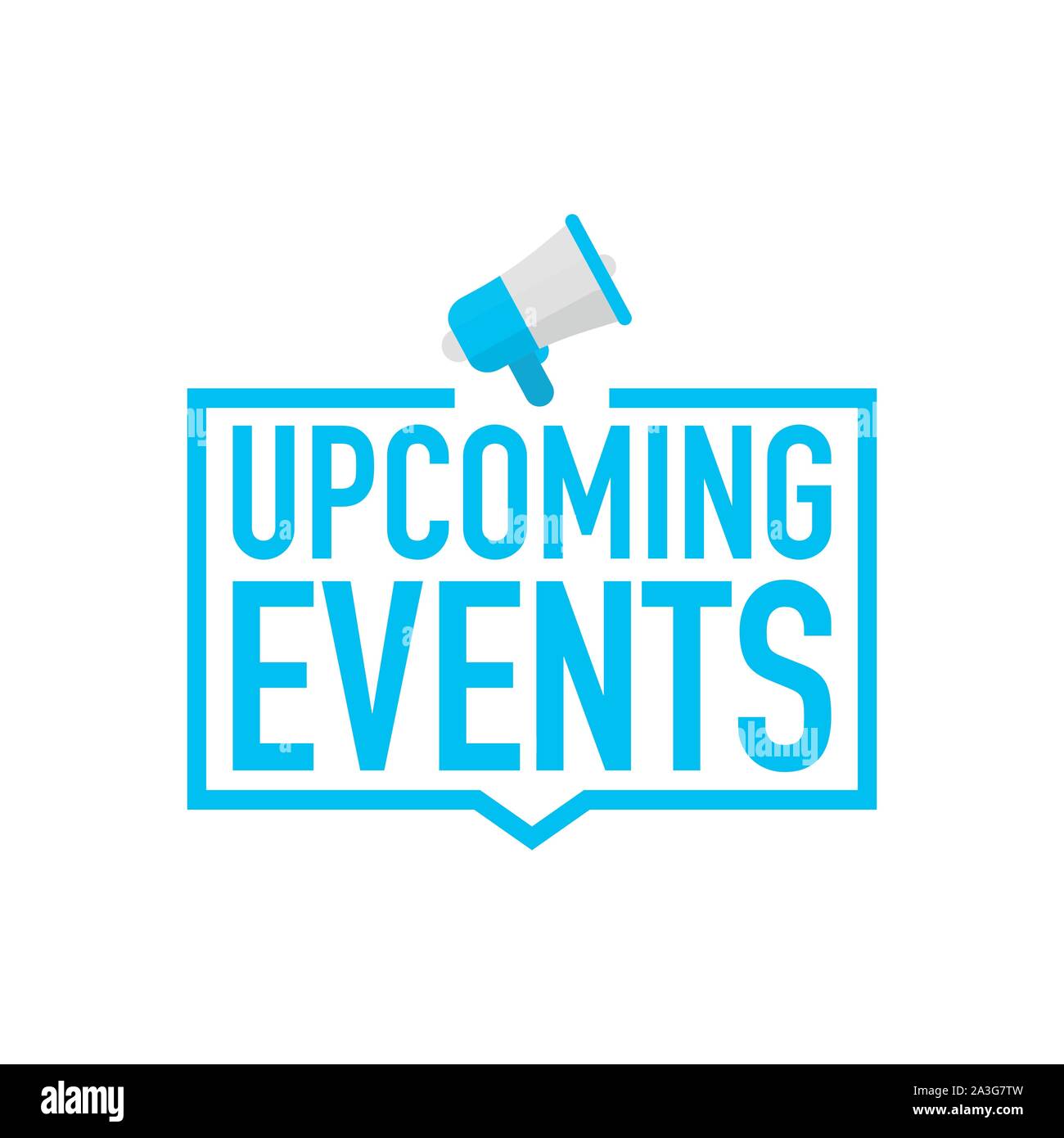 Hand holding megaphone - Upcoming events. Vector stock illustration ...