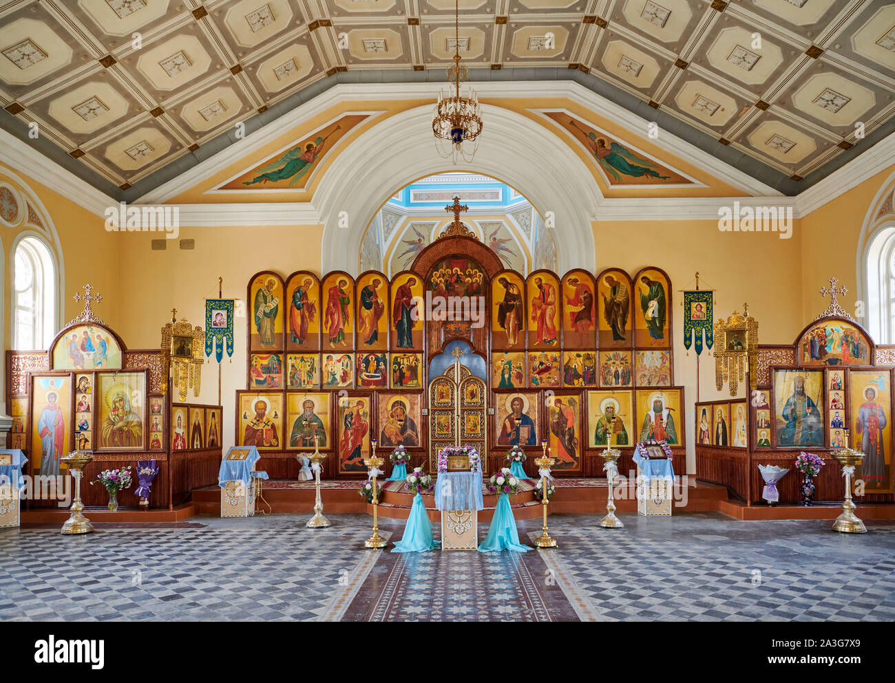 interior shot of Russian orthodox church of St. Alexius Metropolitan of ...