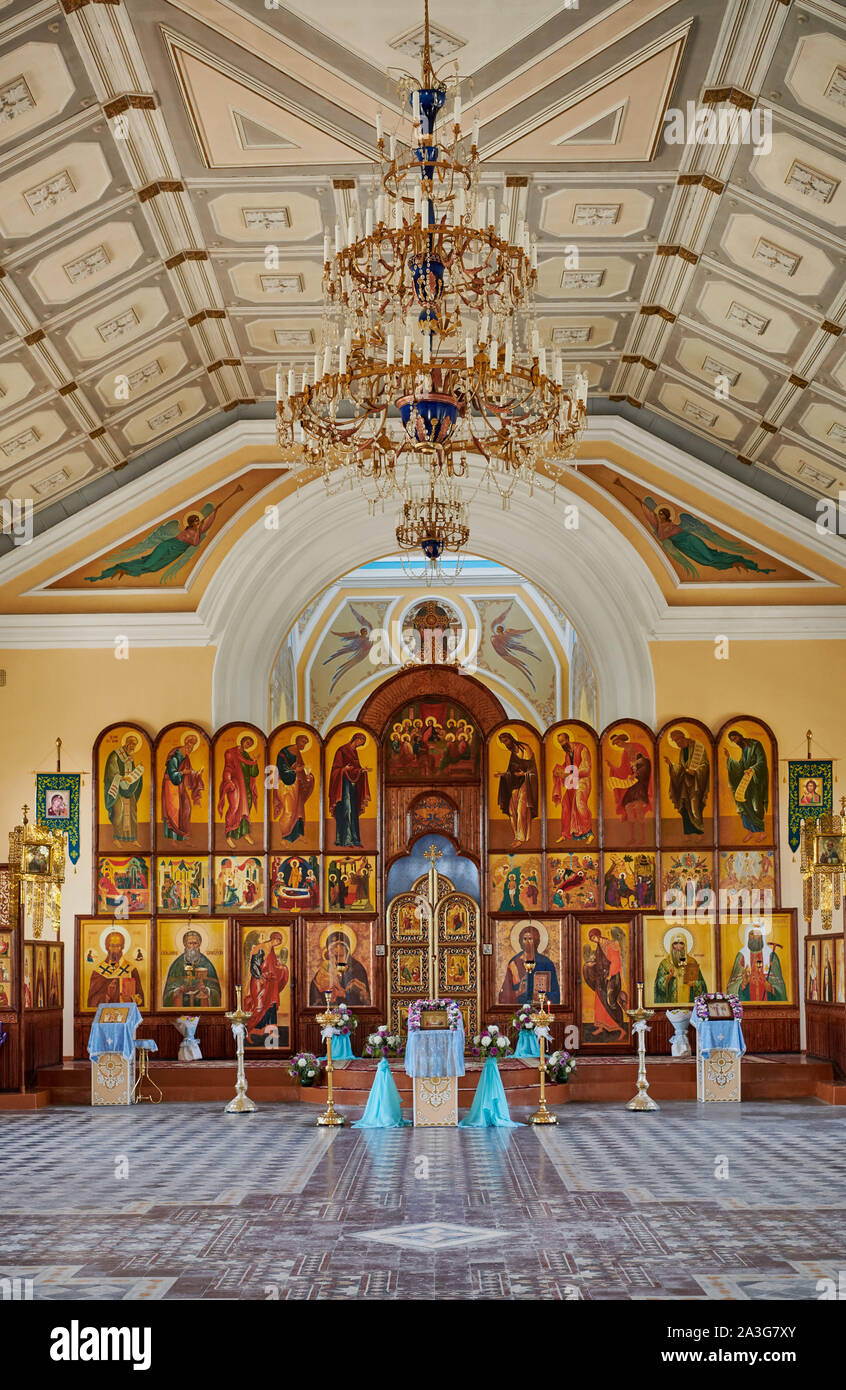 interior shot of Russian orthodox church of St. Alexius Metropolitan of ...