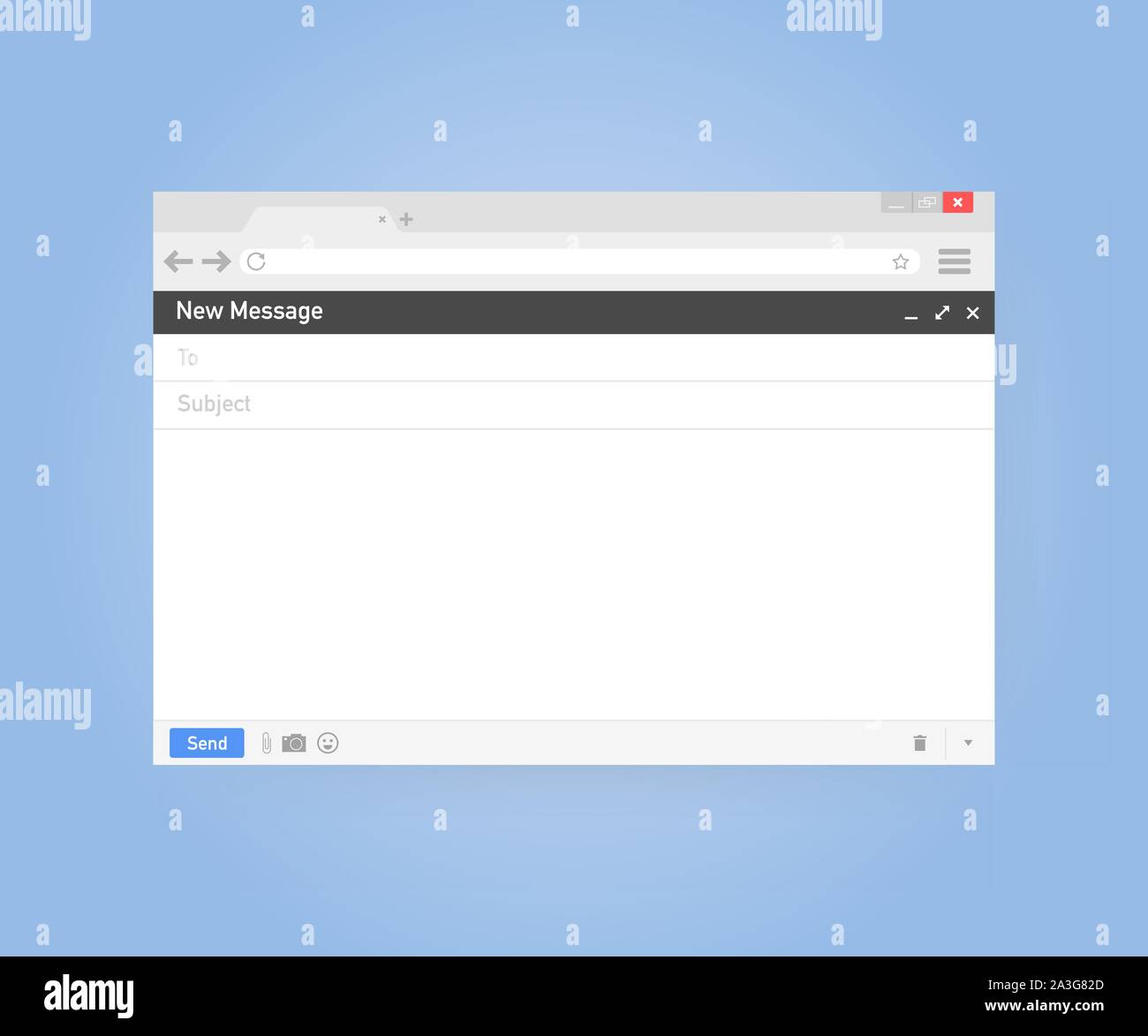 Email template. Blank e-mail browser window. Mail message web page vector frame. Vector stock ...