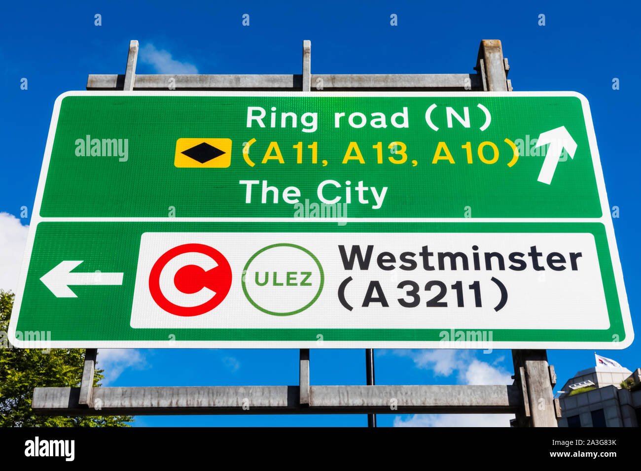 England, London, Road Traffic Sign Showing Ring Road and Westminster ...