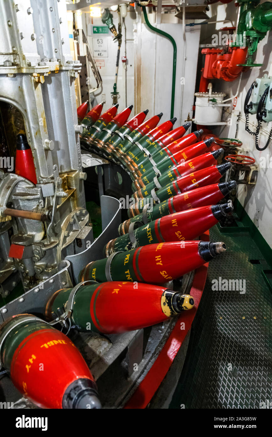 England, London, Southwark, The Imperial War Museum Ship HMS Belfast ...
