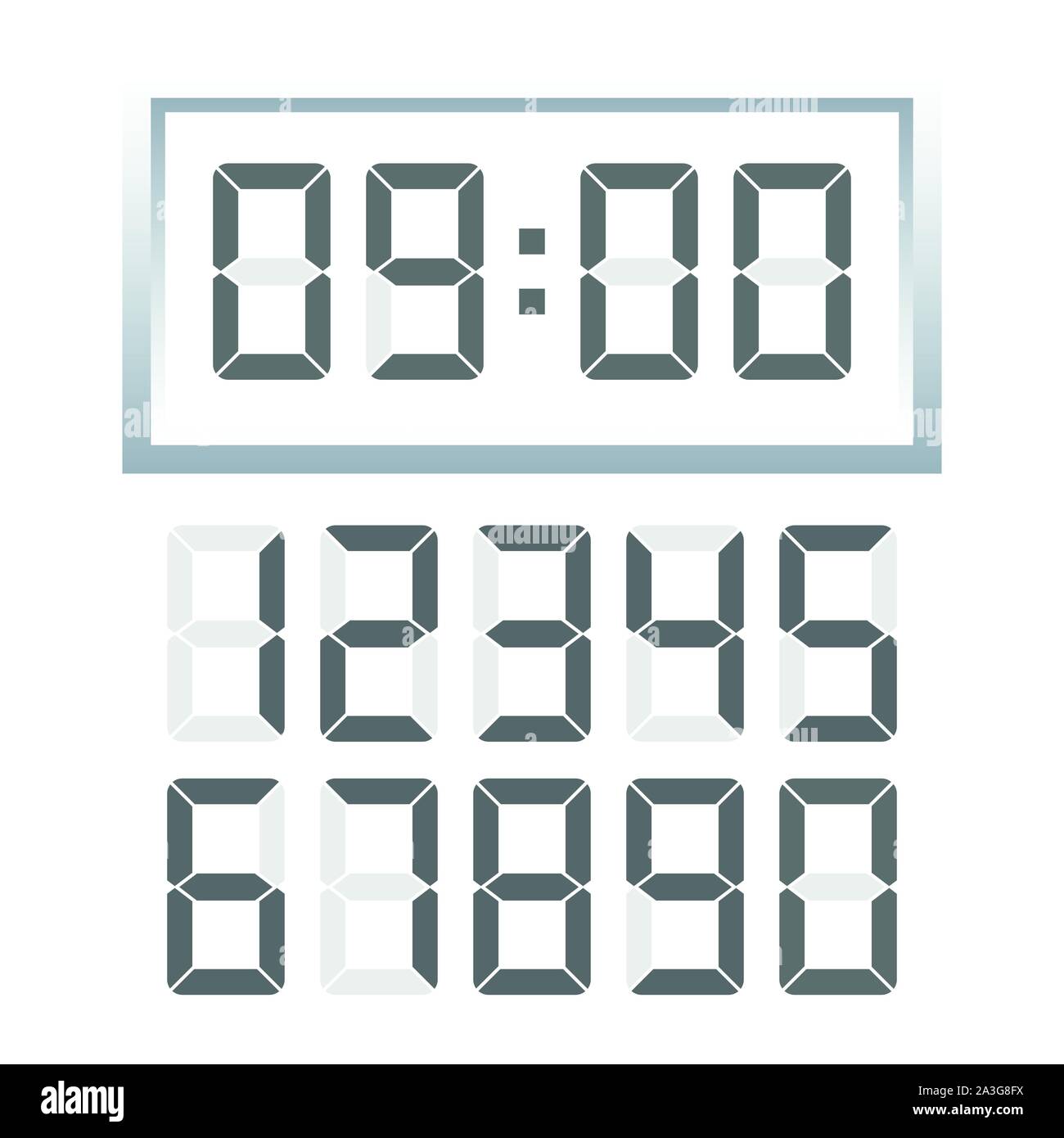 Digital clock number set. Vector stock illustration Stock Vector Image ...