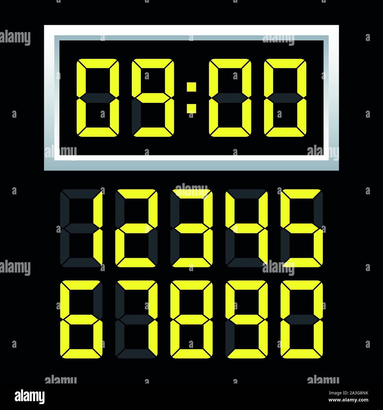 Digital clock number set. Vector stock illustration Stock Vector Image ...