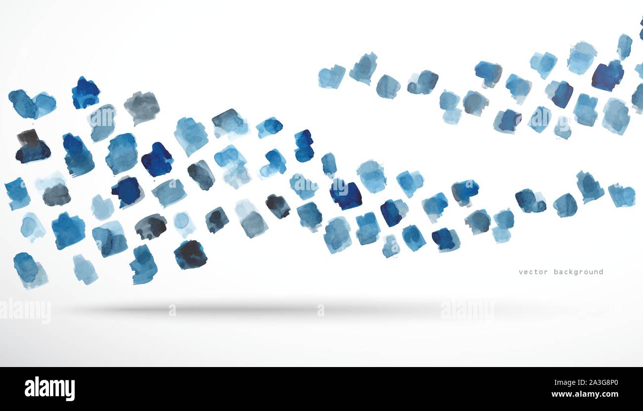 Vector abstract hand drawn watercolor background. Blue watercolor ...