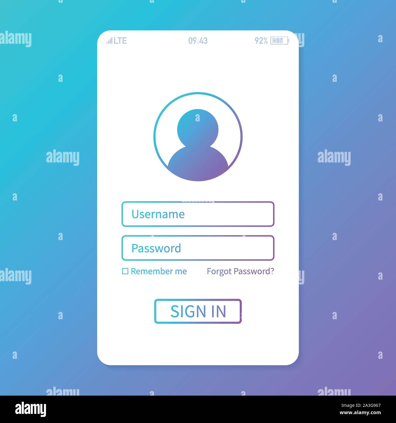 Login to application account on smartphone, flat design style isolated ...