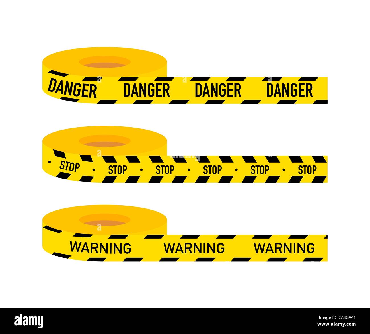 Set Caution lines isolated. Warning tapes. Danger signs. Vector stock ...
