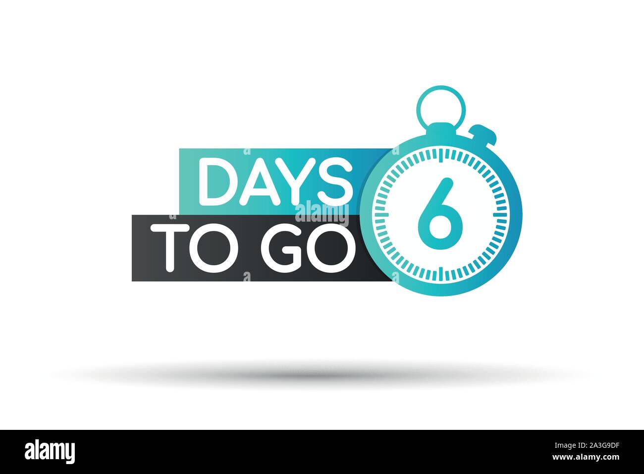 Six days to go. Flat icon. Vector typographic design. Vector stock ...