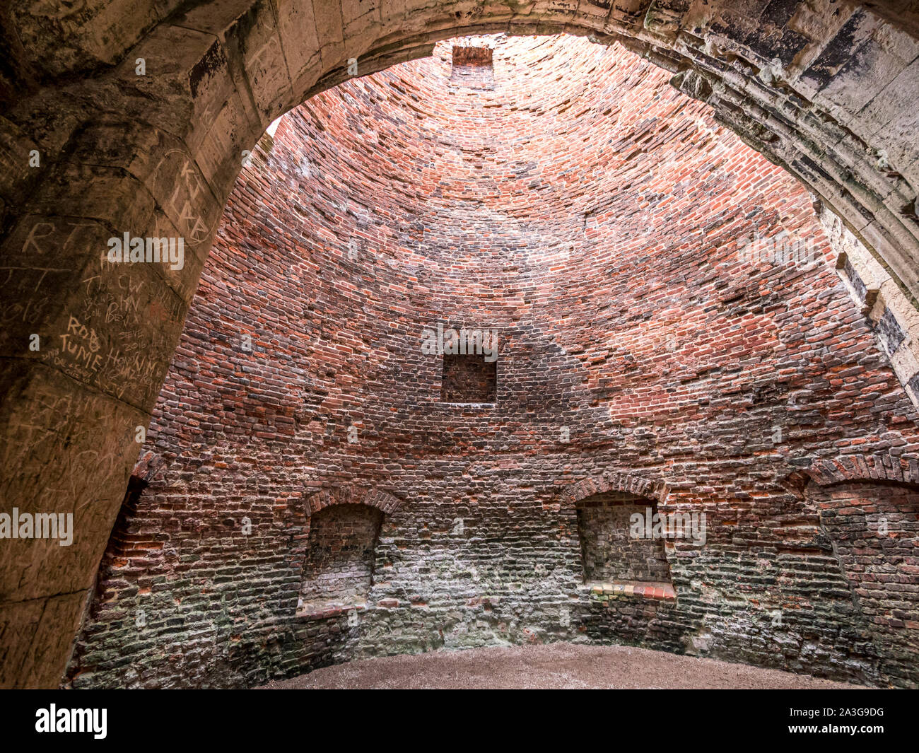 The interior of the windmill tower built over the 9th cent site of St ...