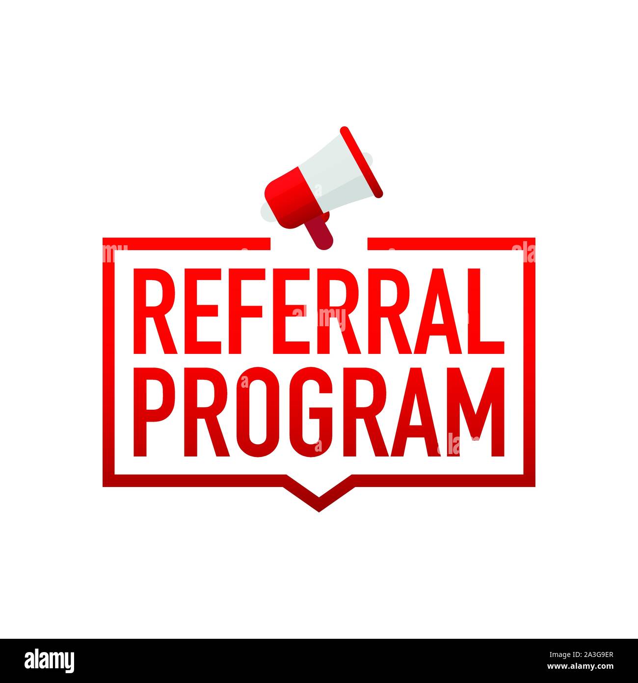 Hand Holding Megaphone with Referral program. Vector stock illustration ...