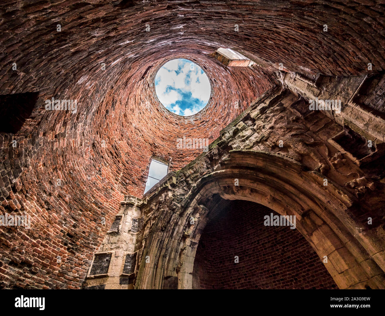 The interior of the windmill tower built over the 9th cent site of St ...