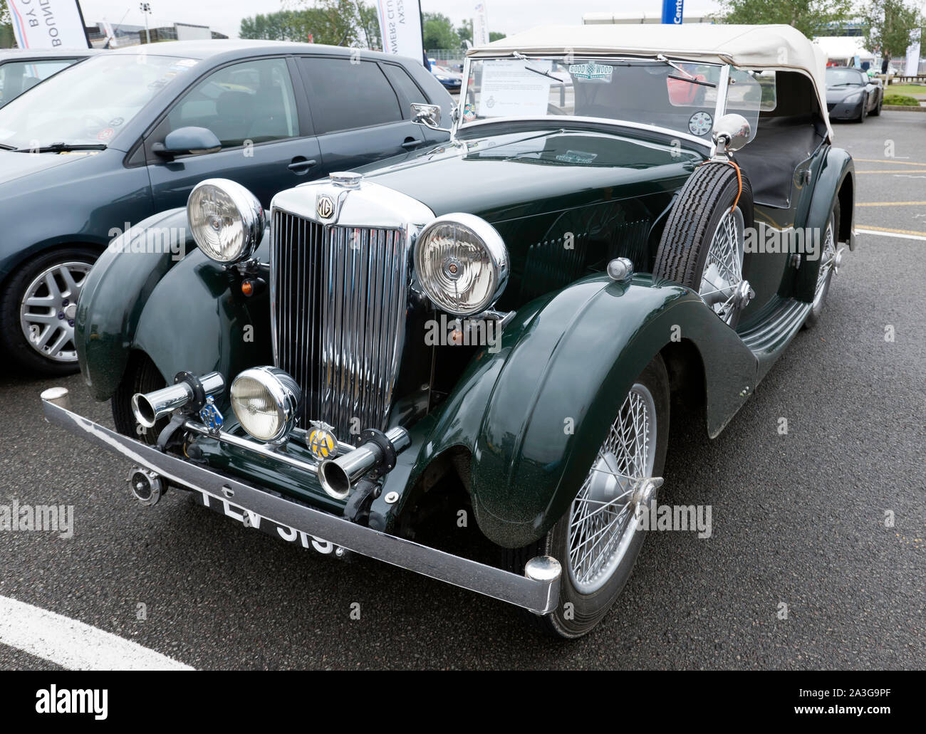 A Green,1937, MG VA Tourer, on display in the car cub zone of the 2019 ...