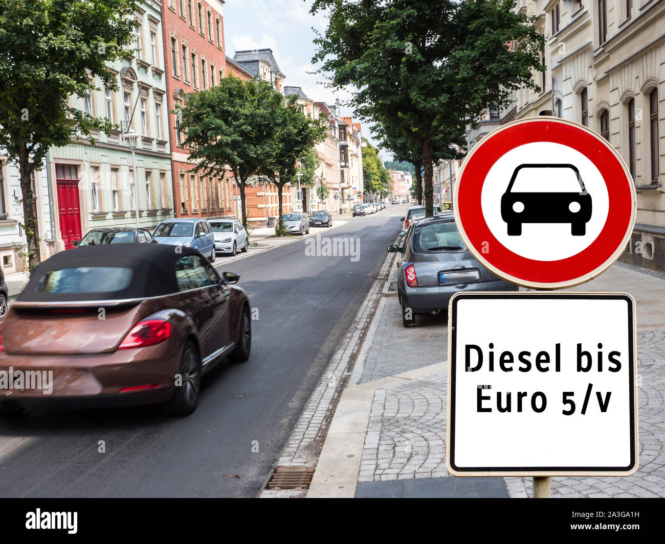 Diesel driving ban sign Stock Photo - Alamy