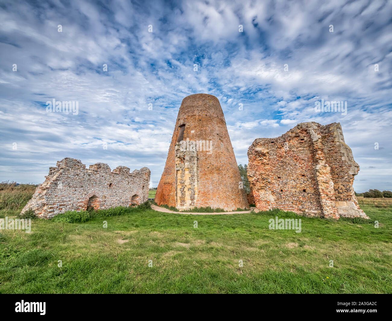The ruins of the windmill tower at the 9th cent site of St Benets Abbey ...