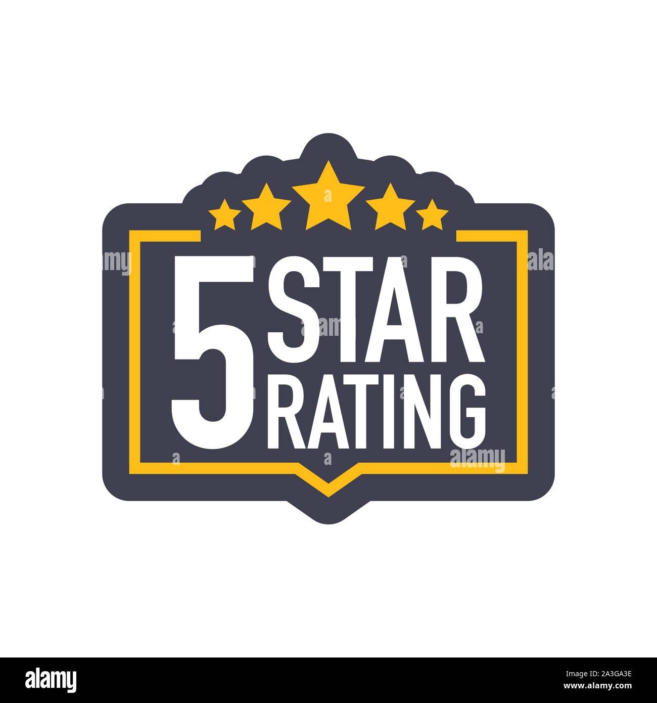 Five stars rating sign in flat style. Vector stock illustration Stock ...