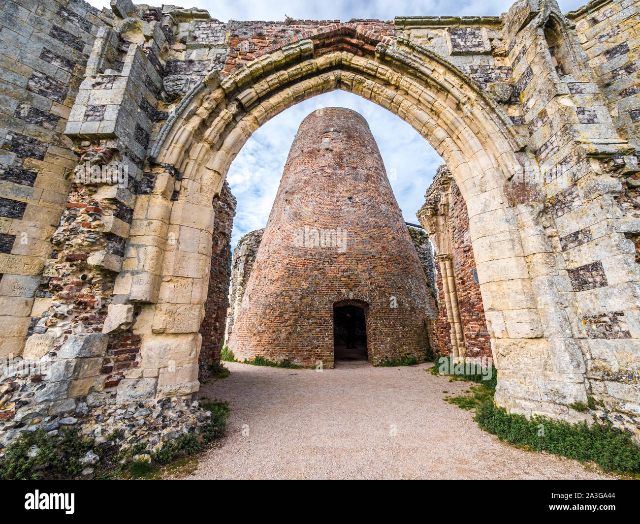 The ruins of the windmill tower at the 9th cent site of St Benets Abbey ...