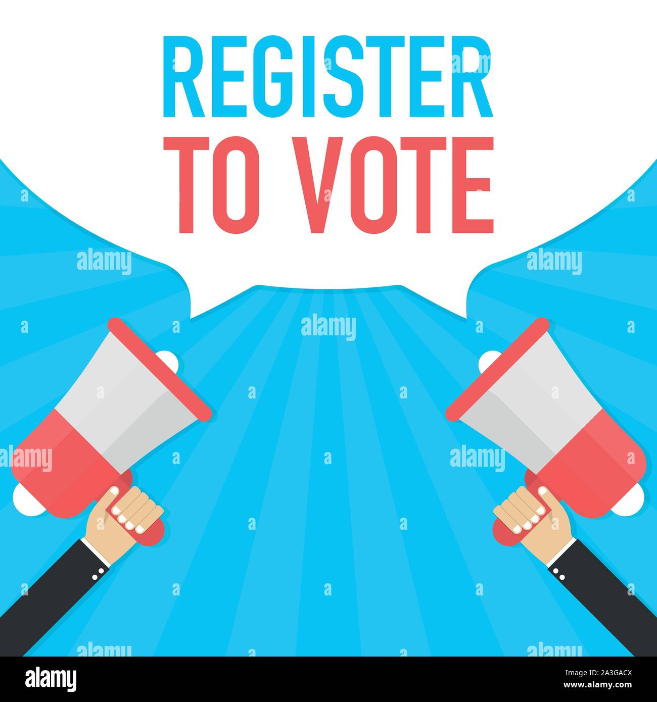 Hand Holding Megaphone with Register to vote. Vector stock illustration ...