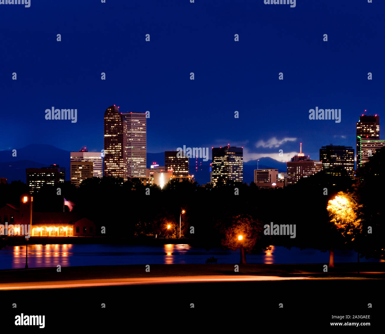 Denver Colorado Skyline at Night Stock Photo - Alamy