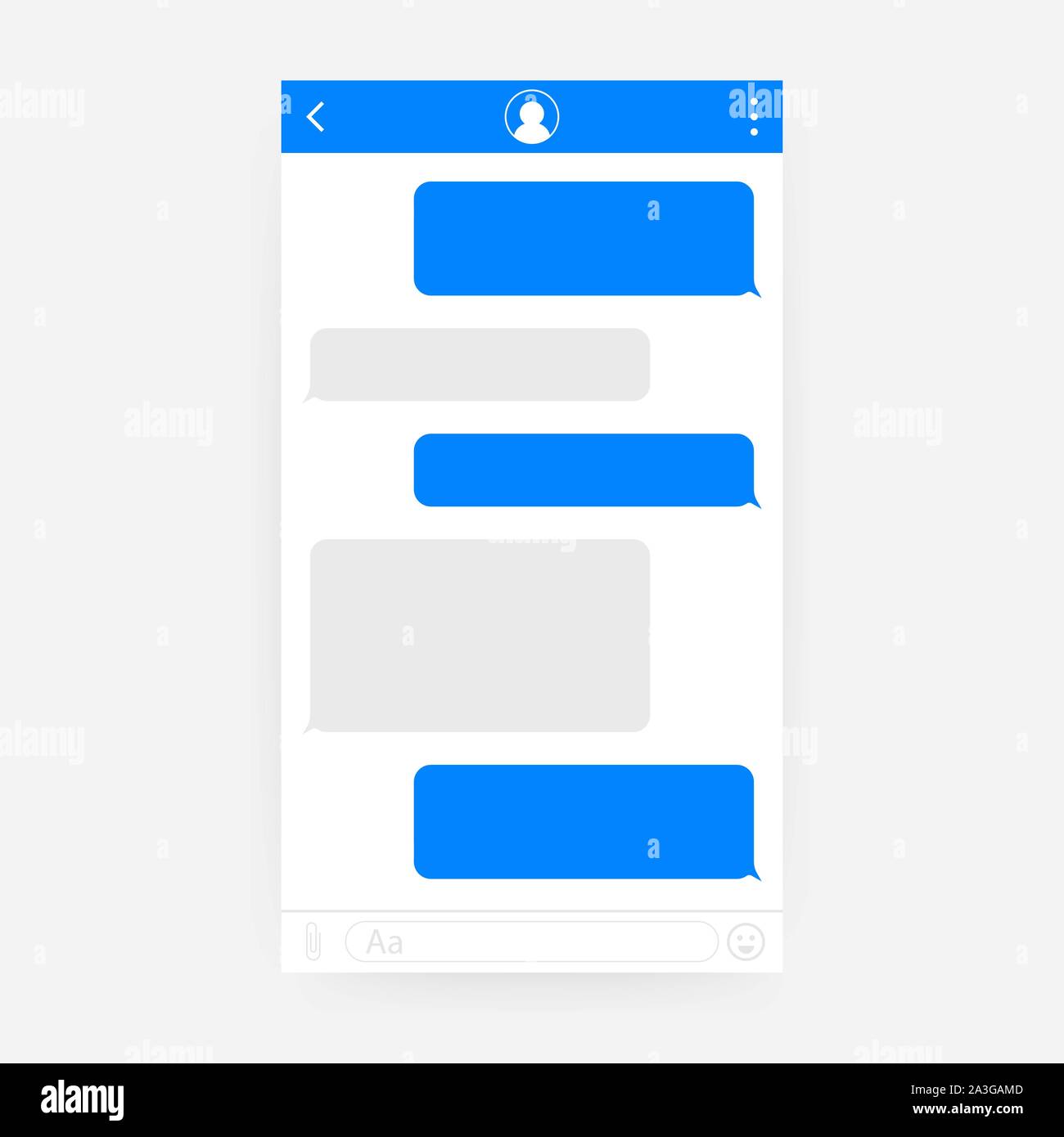 Chat Interface Application with Dialogue window. Clean Mobile UI Design Concept. Sms Messenger ...