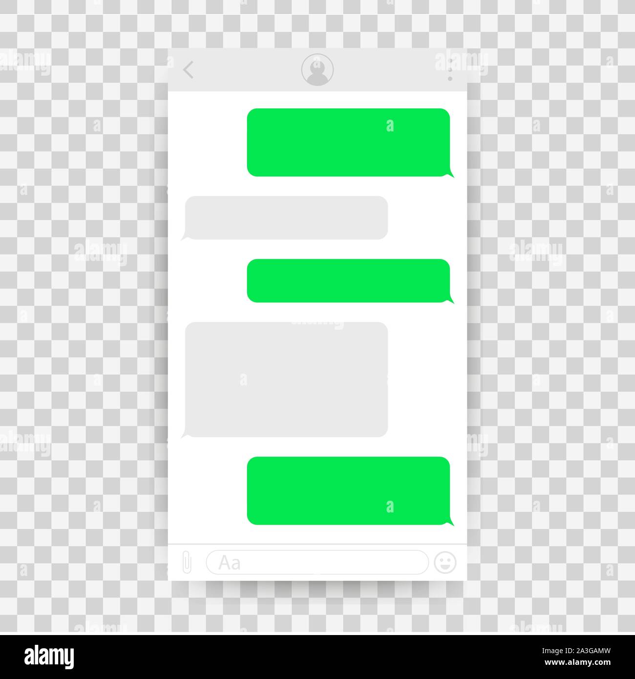 Chat Interface Application with Dialogue window. Clean Mobile UI Design Concept. Sms Messenger ...