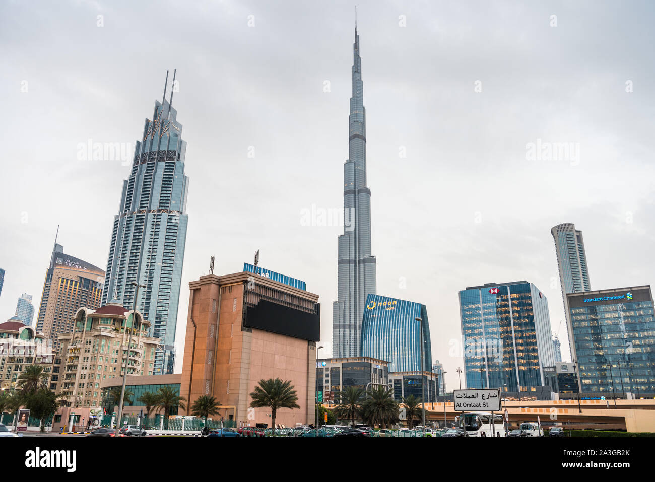 Modern skylines in the downtown of Dubai, United Arab Emirates with ...