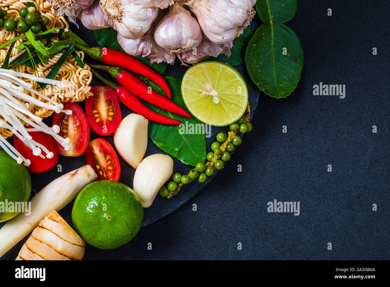 Healthy food ingredients close up top view asian food Stock Photo - Alamy