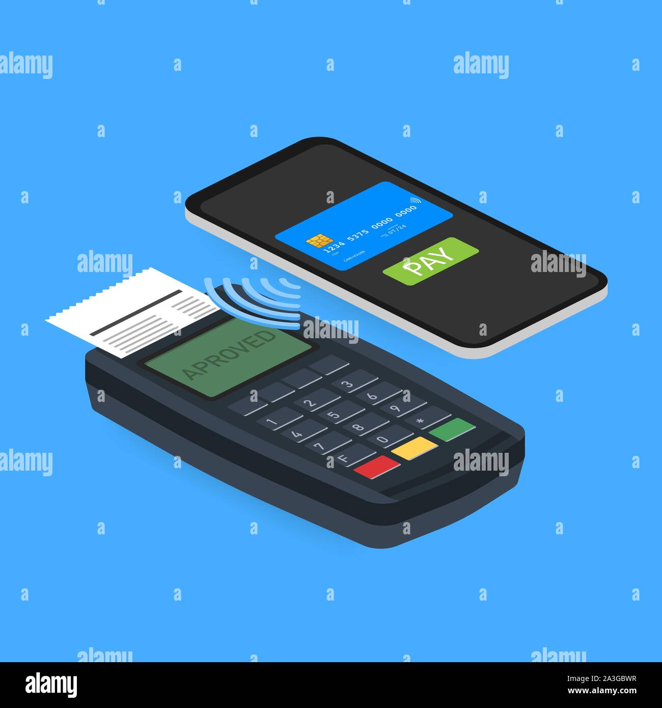 Mobile payments concept infographics presentation. Smart phone with nfc ...