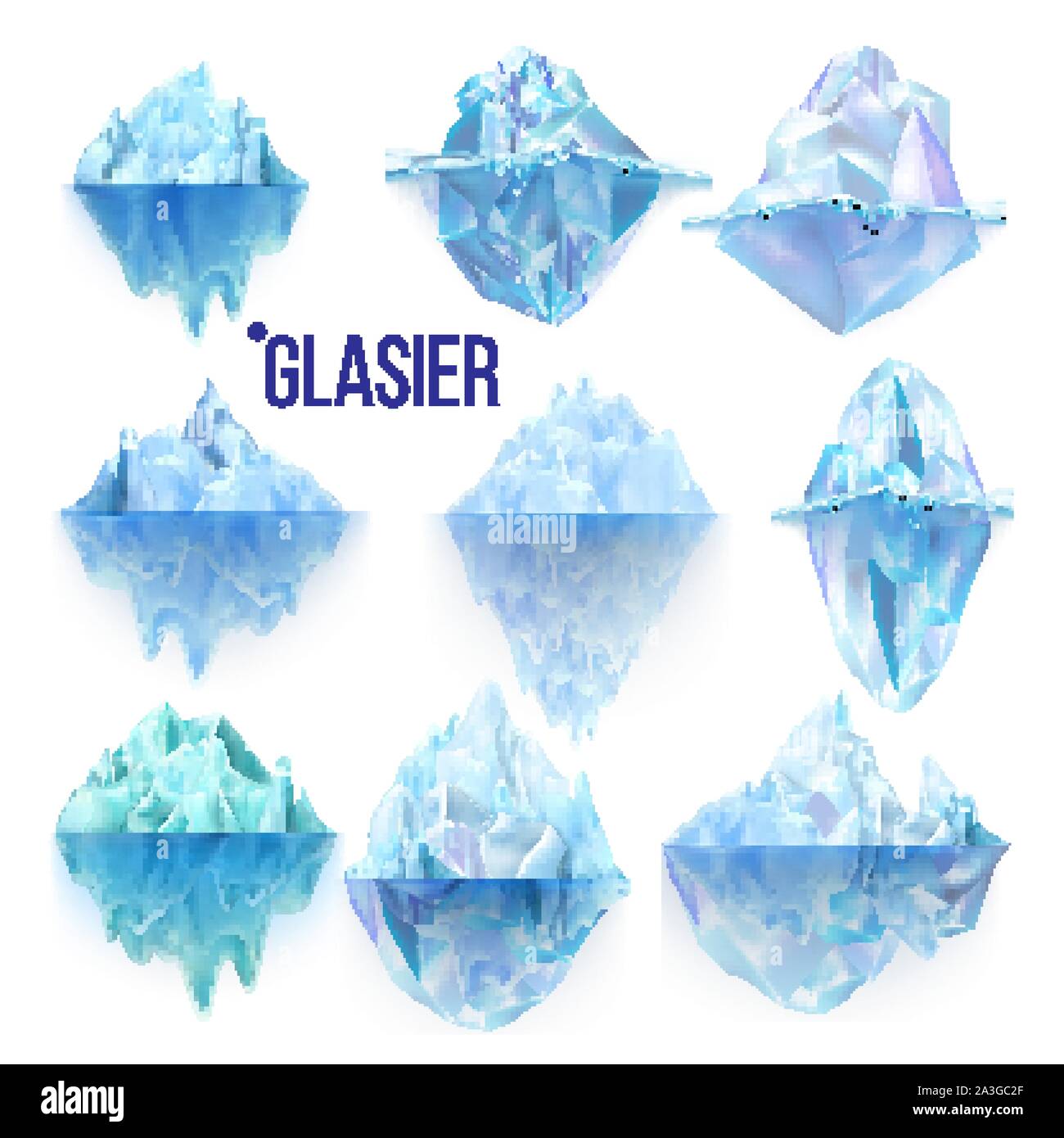 Glacier Frozen Rock And Iceberg Collection Vector Stock Vector Image ...