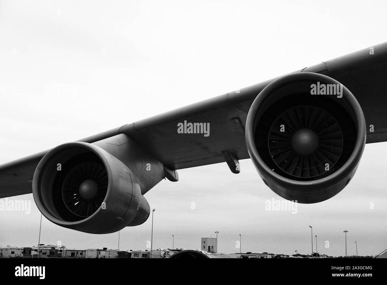 Jet engines on aircraft wing. Air Mobility Command Museum, Dover AFB ...