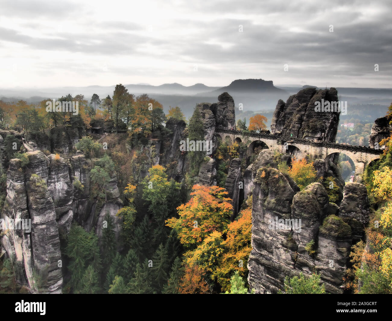 Stone bridge Bastei in Saxon Switzerland Stock Photo - Alamy