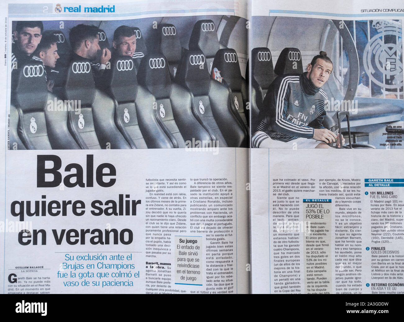 8th October 2019 Article In Spanish Daily Sports Paper AS Saying That Gareth Bale Wants To 8th-october-2019-article-in-spanish-daily-sports-paper-as-saying-that-gareth-bale-wants-to