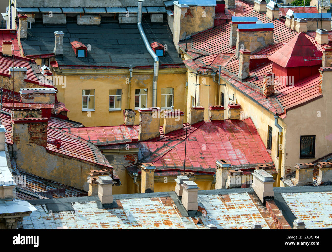 Aerial view of old roof Stock Photo - Alamy