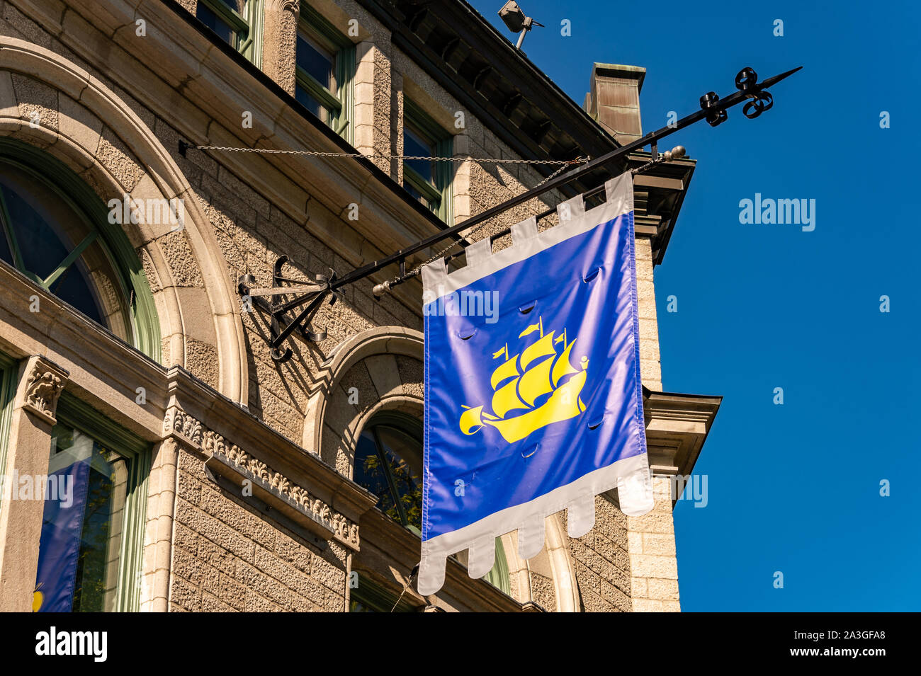 Quebec city banner on the wall of the city hall Stock Photo - Alamy