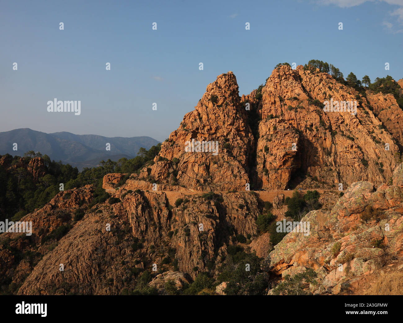 Red badlands on sunset in Corsica Island in France Stock Photo - Alamy