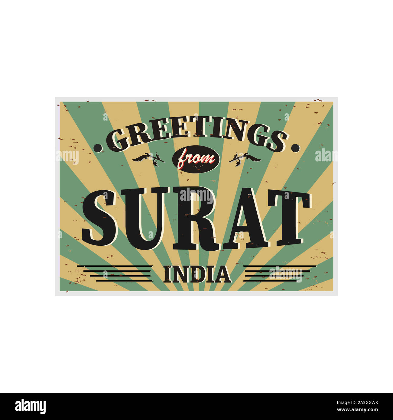 Surat India vintage card - poster illustration, India colors, grunge ...
