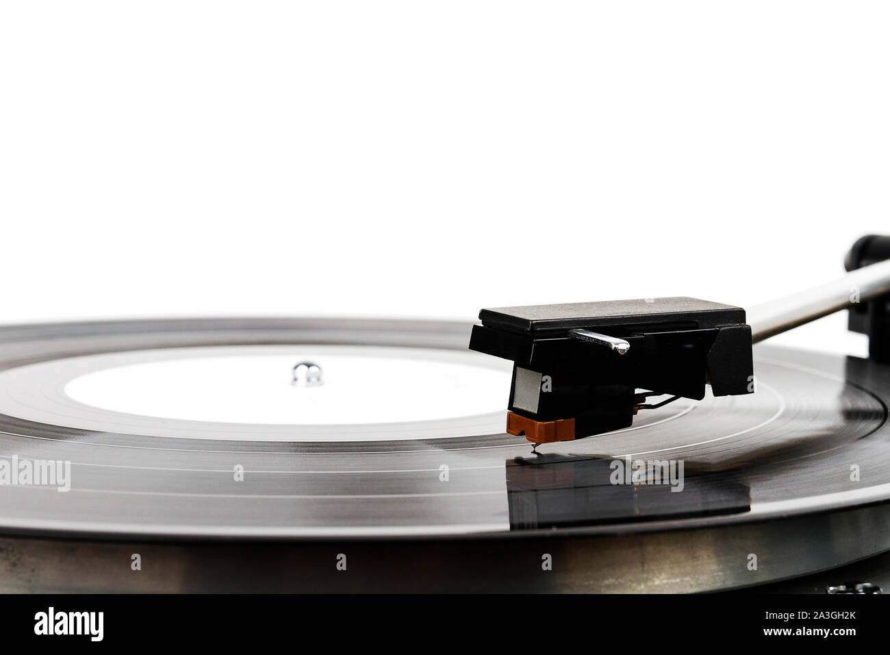 Close up of turntable needle on a vinyl record. Turntable playing vinyl ...