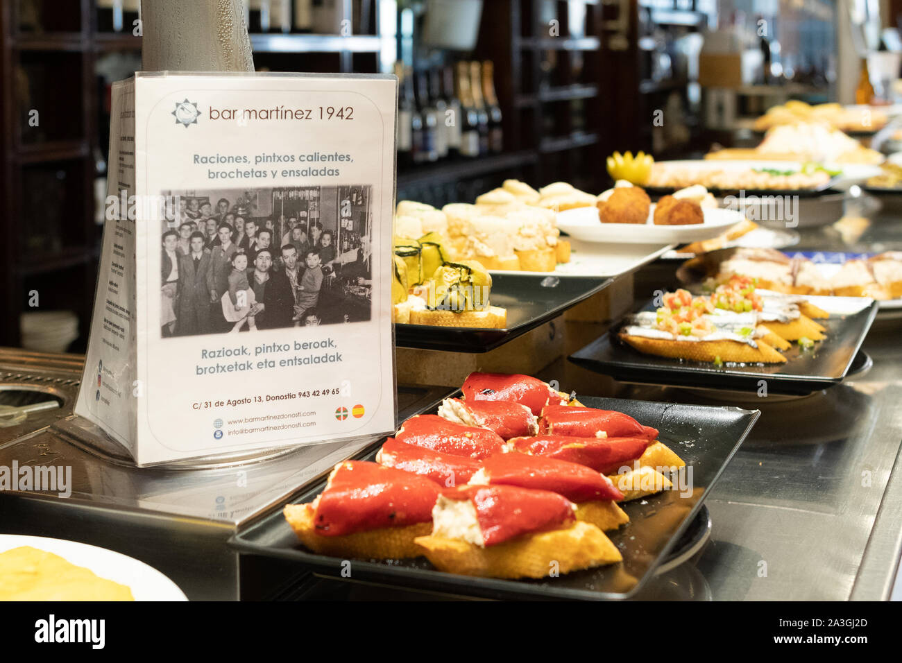 San Sebastian pintxo Bar Martinez - with pintxos (basque tapas) on bar ...